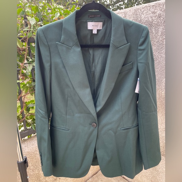 Reiss | Jackets & Coats | Reiss Jade Wool Blend Blazer Bottle Green ...